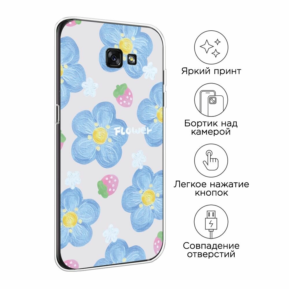 Чехол на Samsung Galaxy A7 2017 / Самсунг Галакси А7 2017 с принтом "Незабудки рисунок" — фото 1