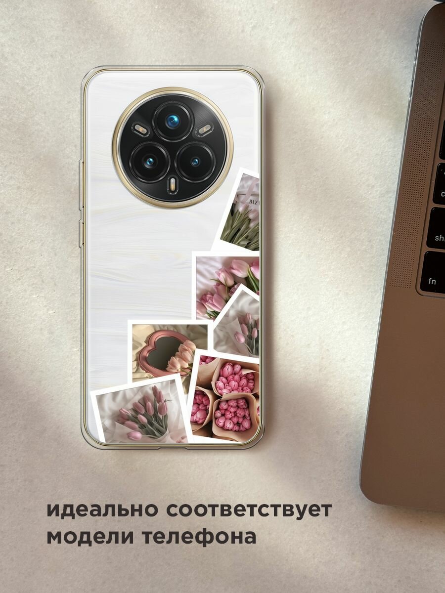 Чехол на Realme 14 Pro+ / Реалми 14 Про+ с принтом "Весенние фото - 8 марта", прозрачный — фото 1