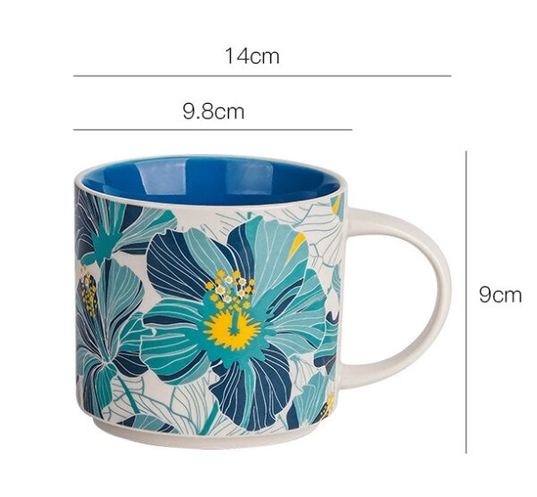 Керамическая чашка с цветочной глазурью, кружка для домашнего завтрака большой емкости
