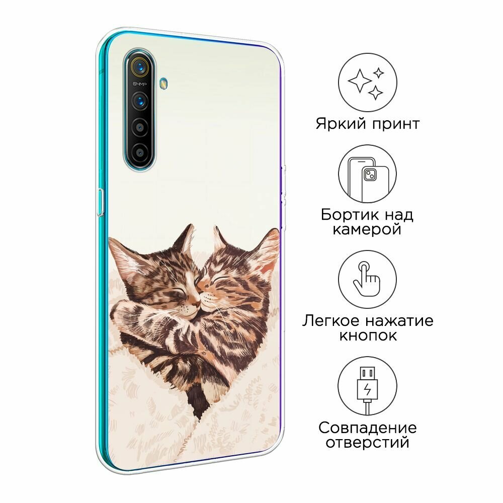 Чехол на Realme XT / Реалми XT с принтом "Влюбленные котейки - 14 февраля" — фото 1