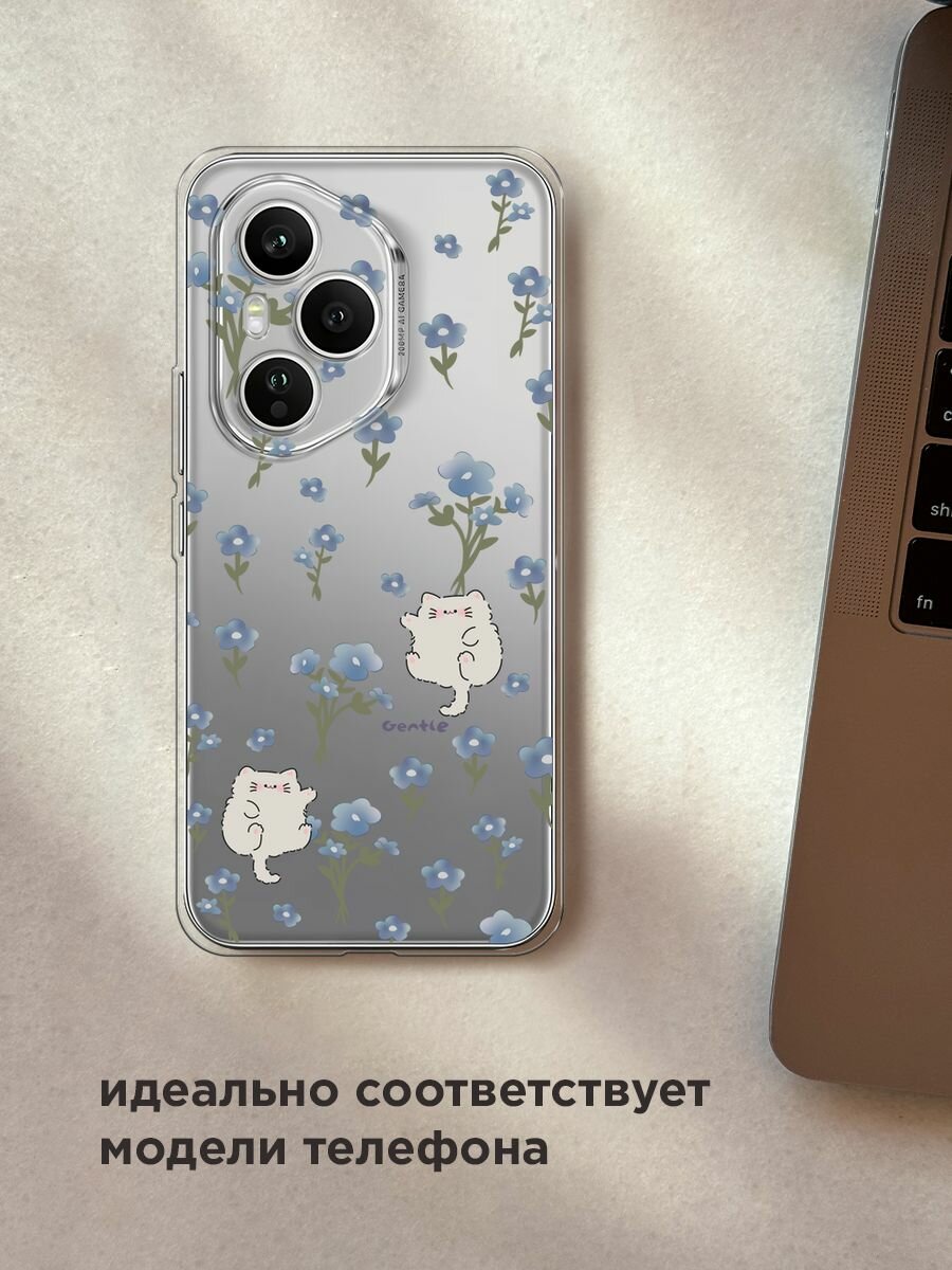 Чехол на Honor 400 Pro / Хонор 400 Про с принтом "Gentle cats", прозрачный — фото 1
