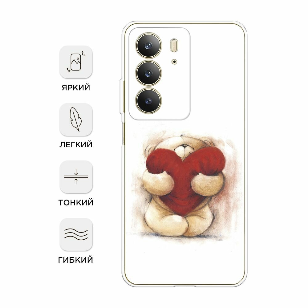 Чехол на Realme C75 4G / Реалми C75 4G с принтом "Мишка с сердцем 1" — фото 1