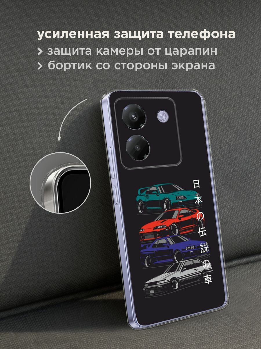 Чехол на Poco M7 Pro / Поко М7 Про с принтом "JDM Legend cars" — фото 1