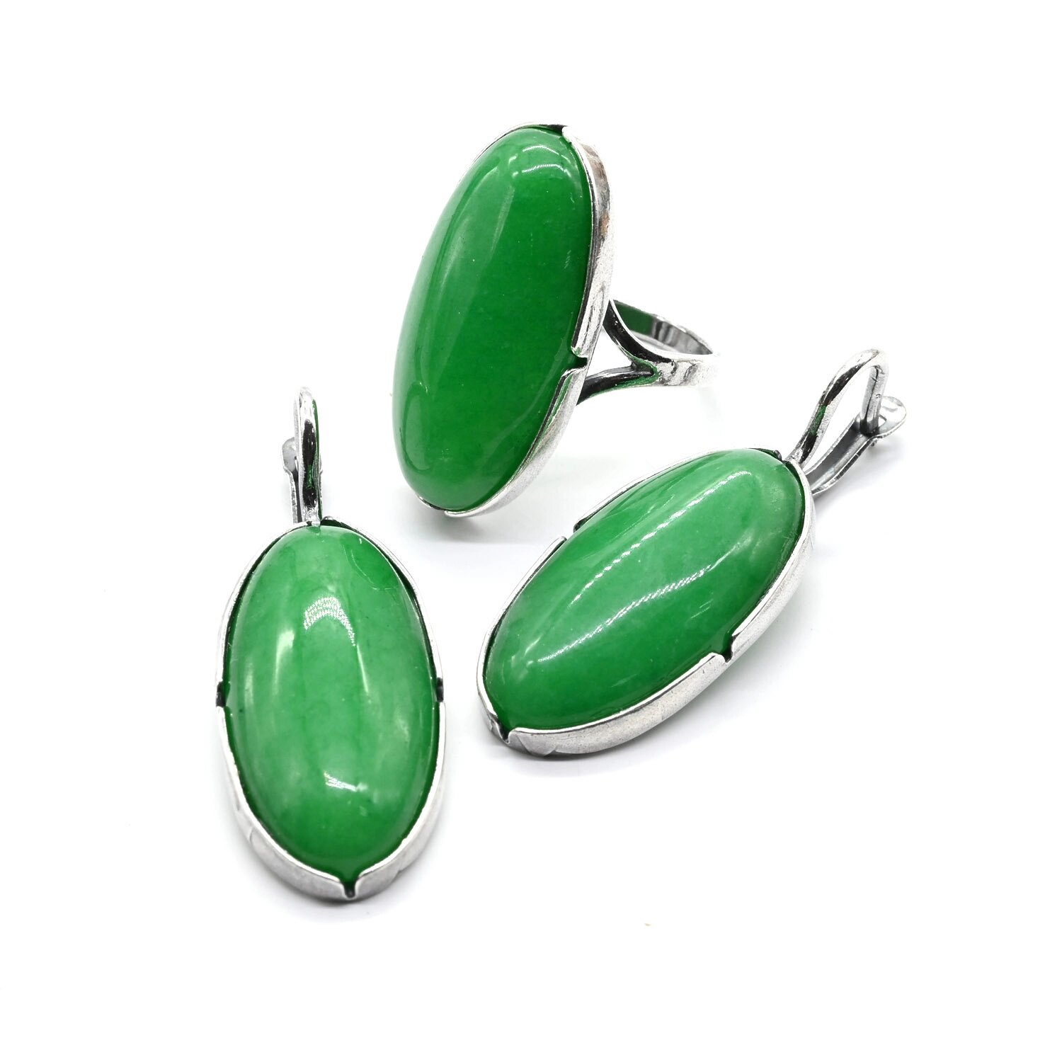 Комплект бижутерии: кольцо, хризопраз