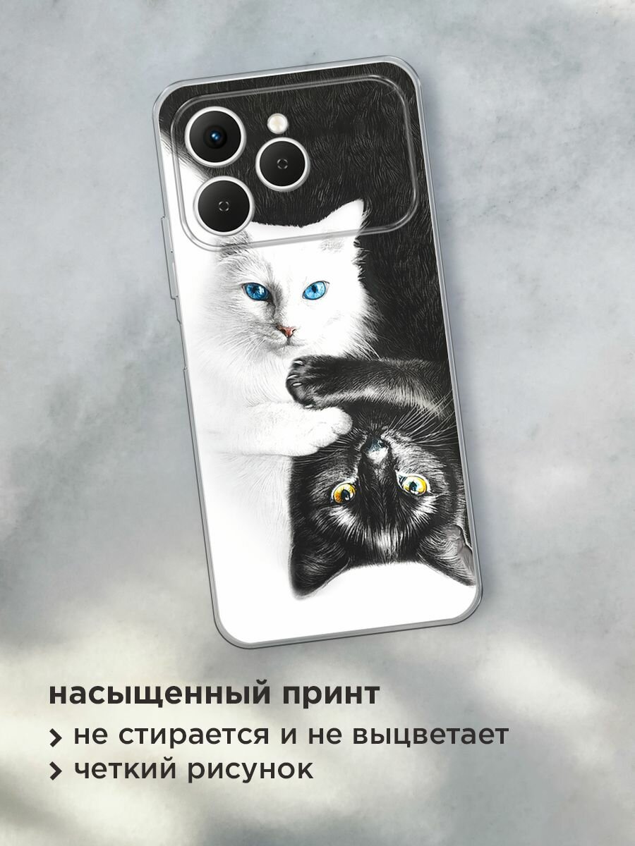 Чехол на Tecno Spark 40 / Текно Спарк 40 с принтом "Коты Инь-Янь" — фото 1