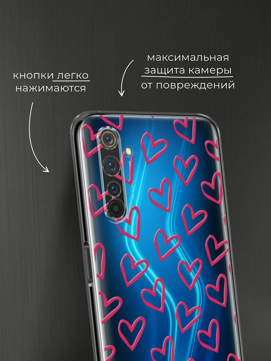 Чехол на Realme 6 Pro / Реалми 6 Про с принтом "Темные сердечки" — фото 1