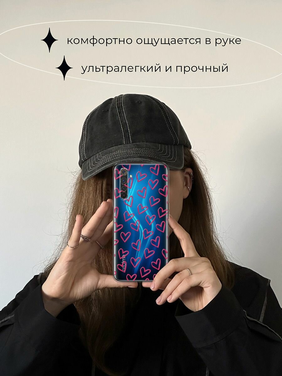 Чехол на Realme 6 Pro / Реалми 6 Про с принтом "Темные сердечки" — фото 1