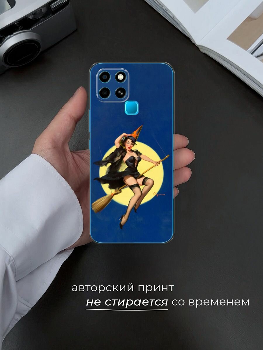 Чехол на Infinix Smart 6 / Инфиникс Смарт 6 с принтом "Pin-Up Witch" — фото 1