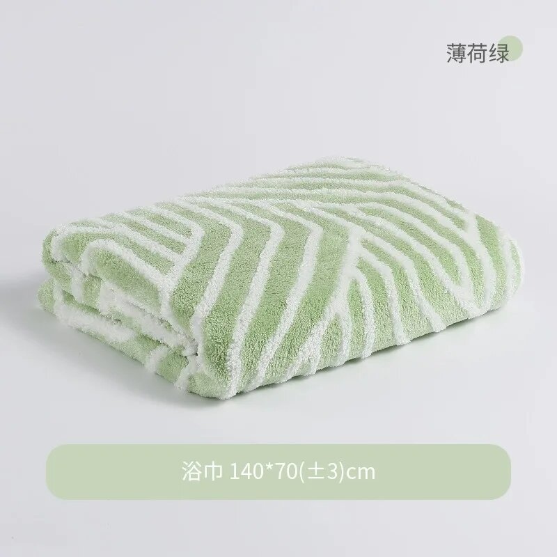 Плюшевое коралловое флисовое банное полотенце 70x140 см, жаккардовое банное полотенце, утолщенное весеннее банное полотенце, не осыпающееся спа-полотенце, роскошный аксессуар, 1 шт, Зеленый
