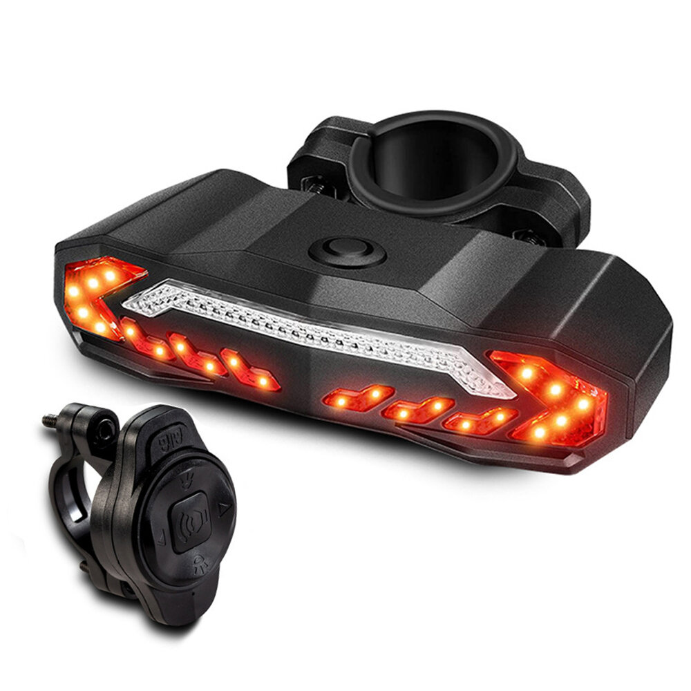 5 в 1 Задний свет для велосипеда с поворотниками MTB сигнализация против угона LED 6 режимов освещения пульт дистанционного управления для горных дорожных велосипедов ночная езда черный PC 5V 30-60 метров 433.92MHz 2200mAh 110dB -40-60℃ 125*97*33mm