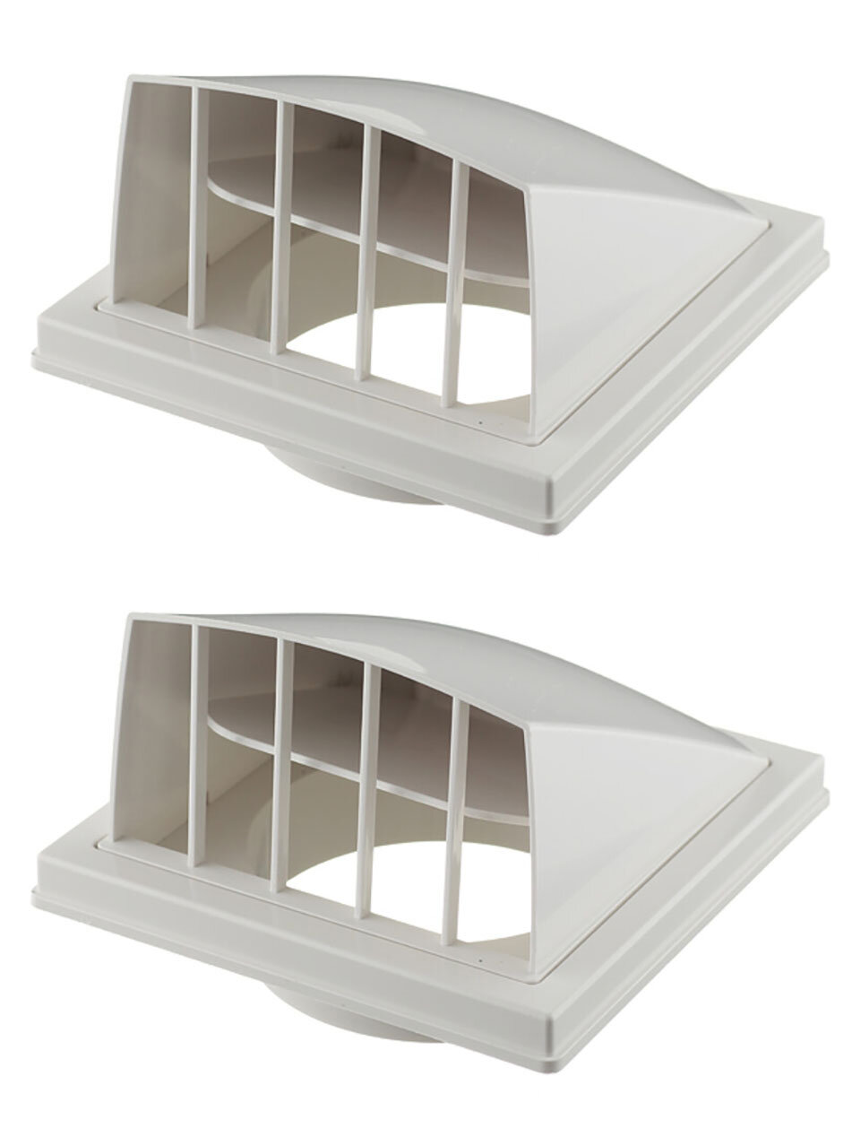 Выход вентиляционный настенный с обратным клапаном и с фланцем d100 мм пластиковый 150х150 мм (2 шт.)