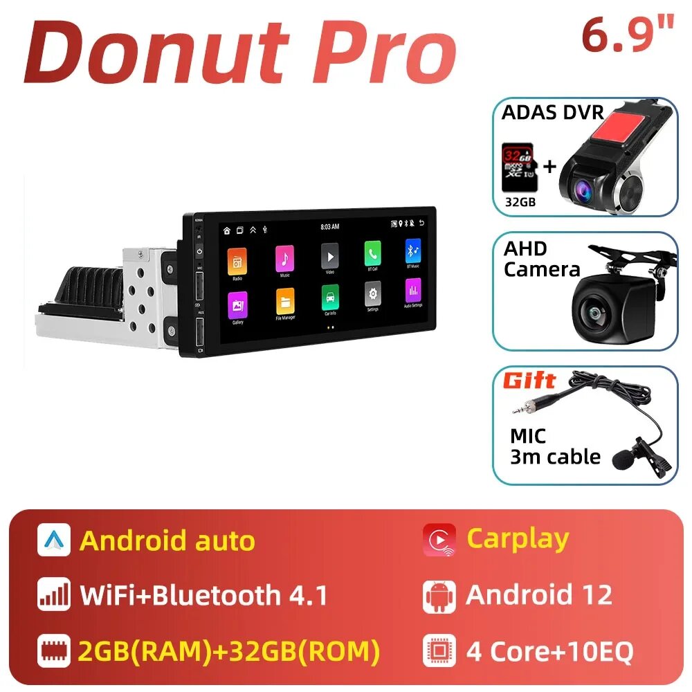 1din Android автомобильный мультимедиа для Citroen C5 2005-2010 1 Din радио стерео головное устройство Carplay экран авторадио GPS навигация авто Donut Pro-AHD DVR