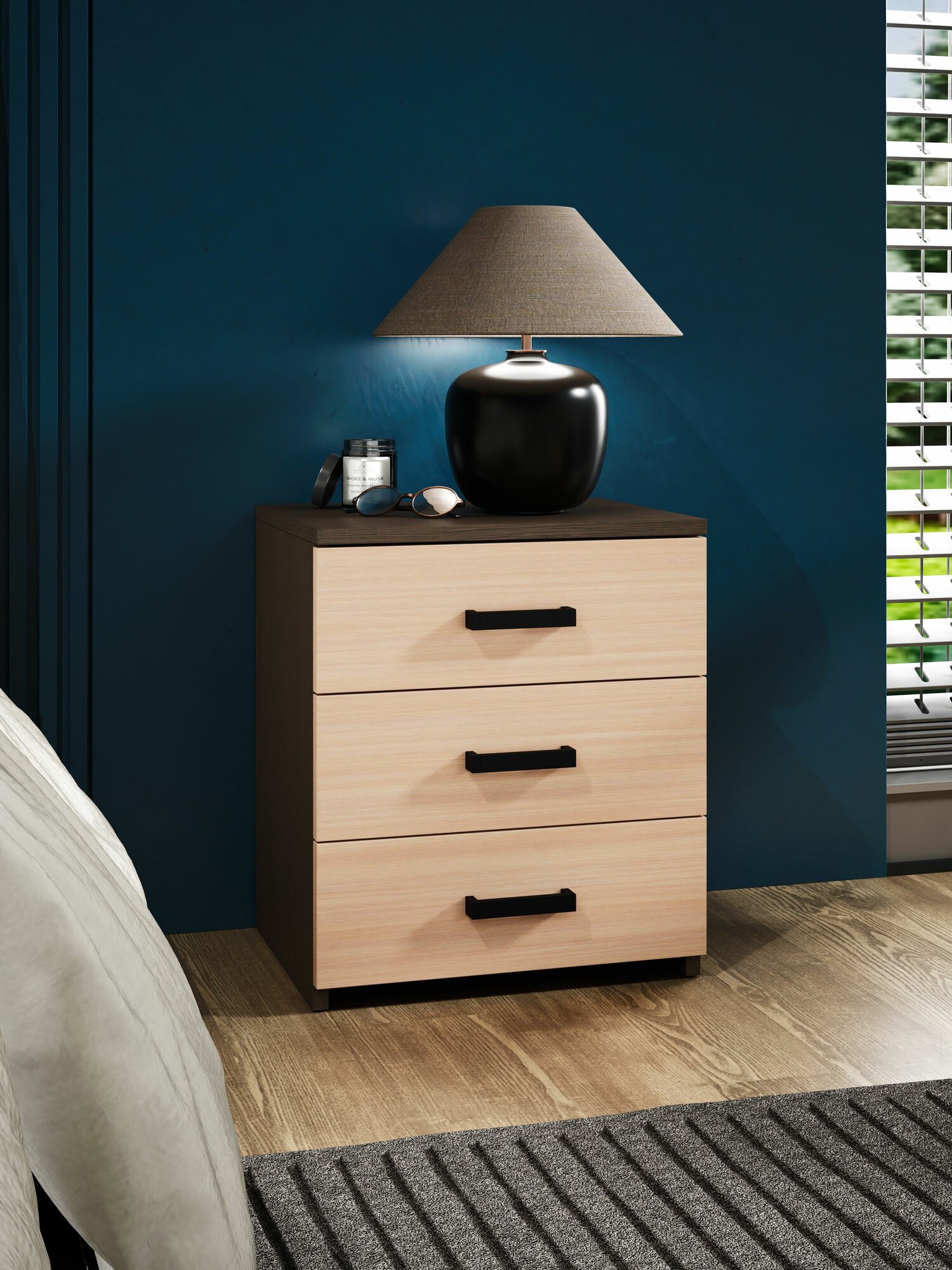 Тумба Парма-5 венге-молочный с 3 ящиками, прикроватная, для прихожей, под стол, в коридор, в спальню, офисная