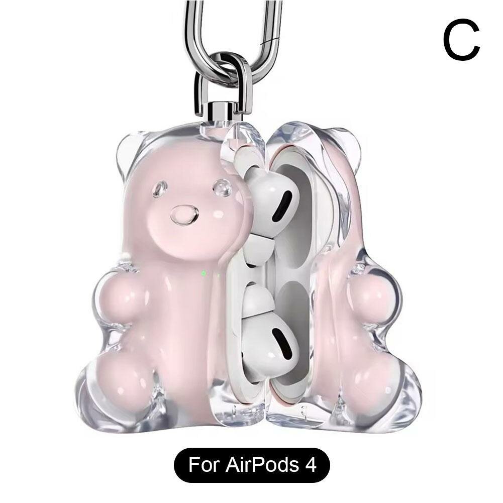 Чехол для AirPods в форме медведя, силиконовый прозрачный, защитный, для AirPods Pro, AirPods 3, AirPods 4