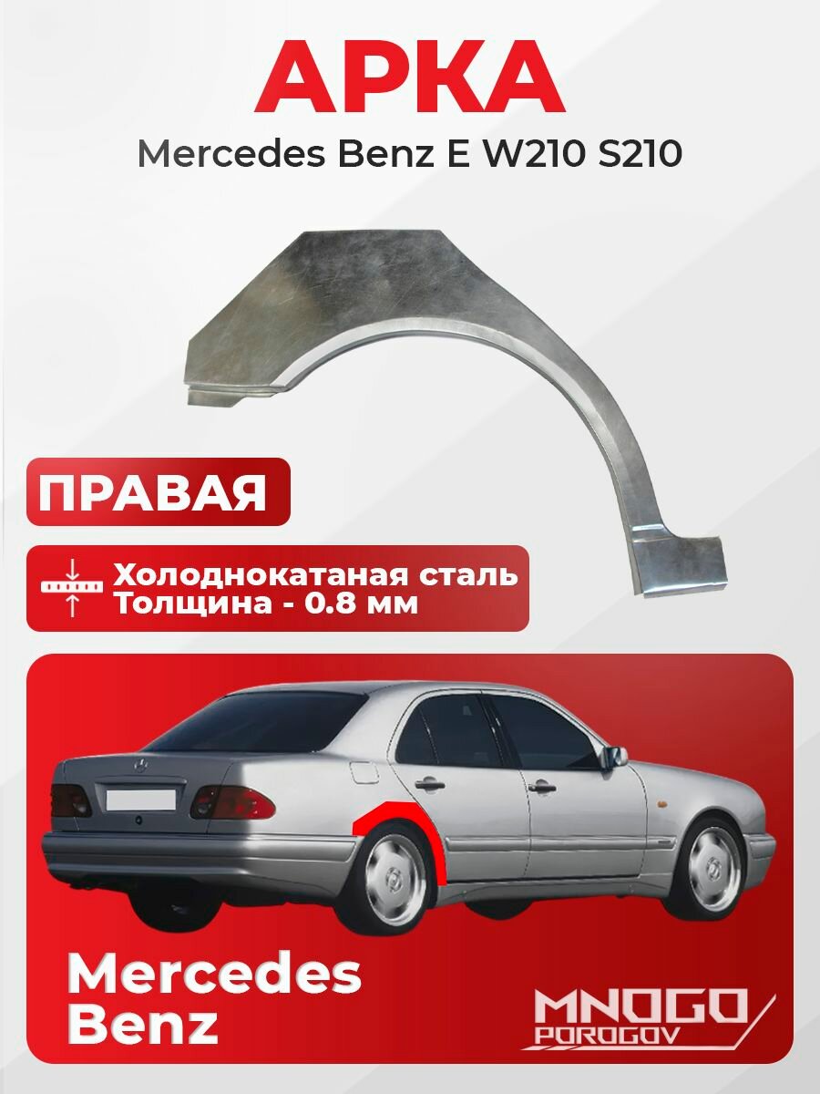 Задняя правая арка на Mercedes-Benz E-klasse 2 седан 4 двери 1995-2003 холоднокатаная сталь, толщина 0,8 мм (Мерседес Е-класс 2 w210 ), . кузовной ремонт.