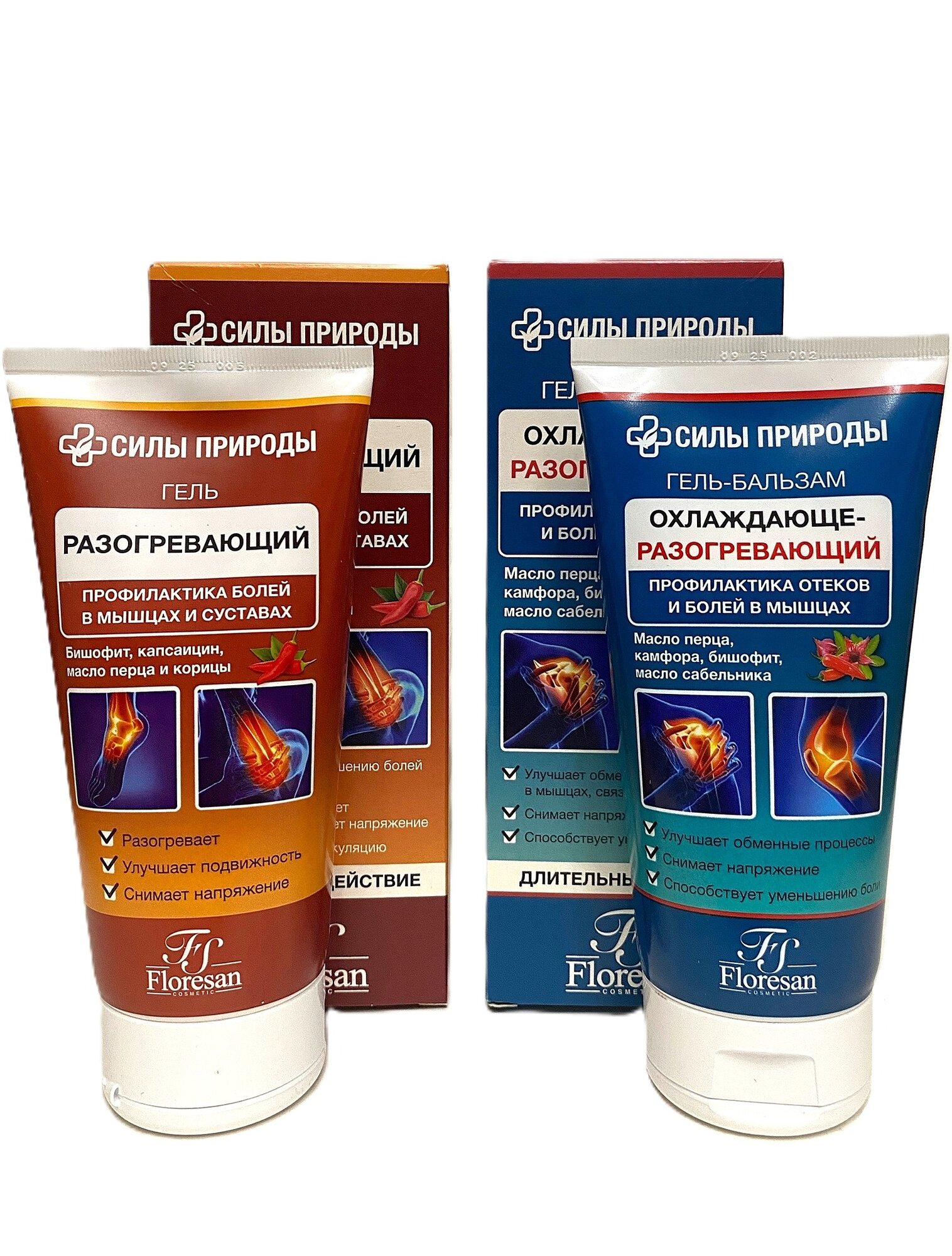 Гель разогревающая охлаждающая, бальзам от болей в мышцах и суставах, от отеков, 2шт по 150мл