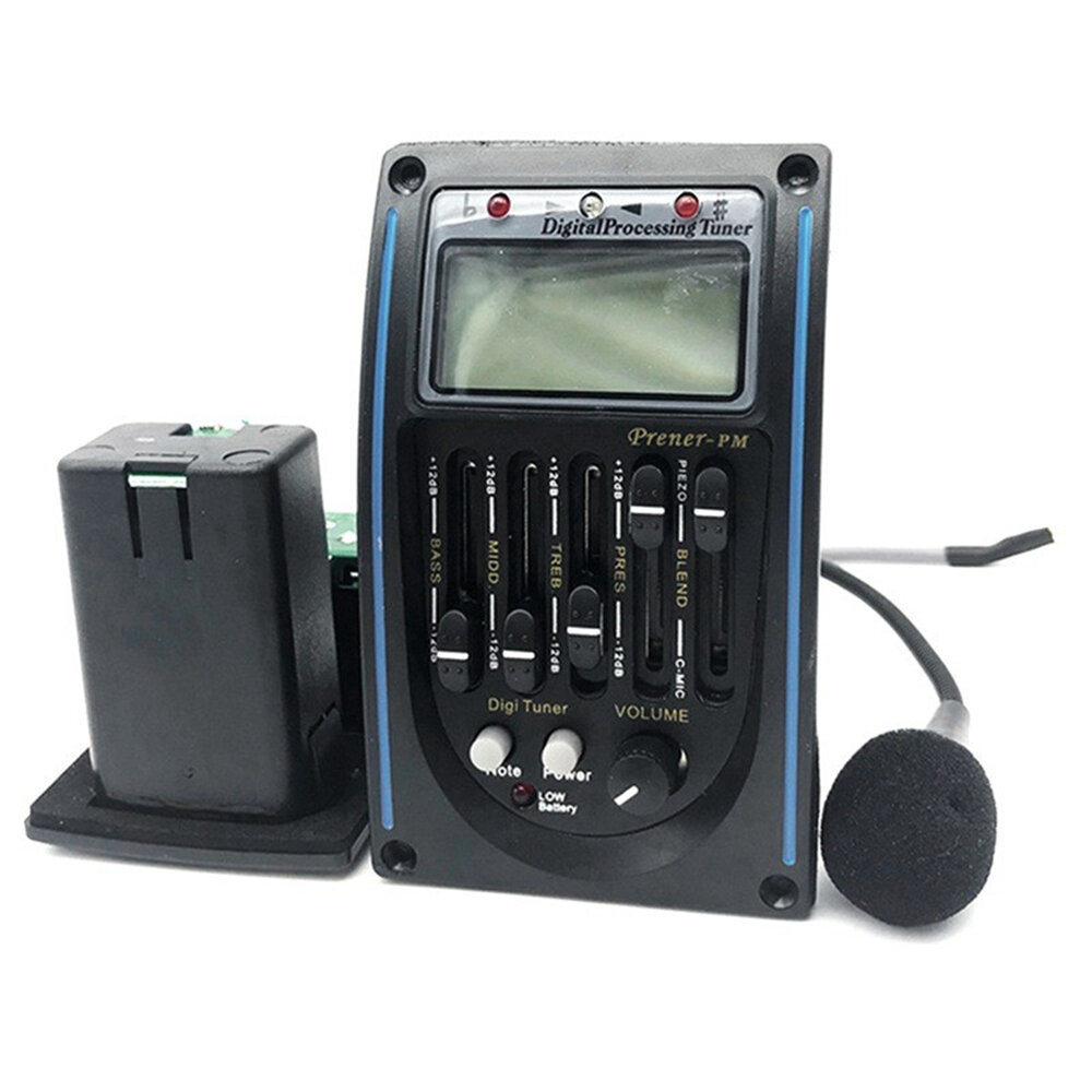 5-полосный акустический гитарный предусилитель с эквалайзером, пьезодатчиком, тюнером, усилителем и ЖК-дисплеем