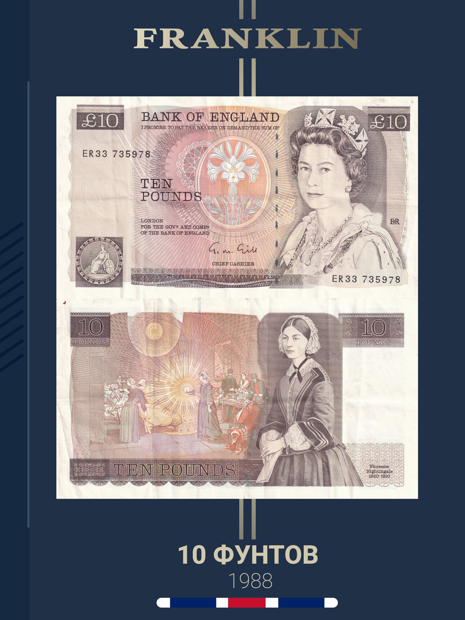 Банкнота Великобритания 10 фунтов 1988 год (VF) Pick 379е