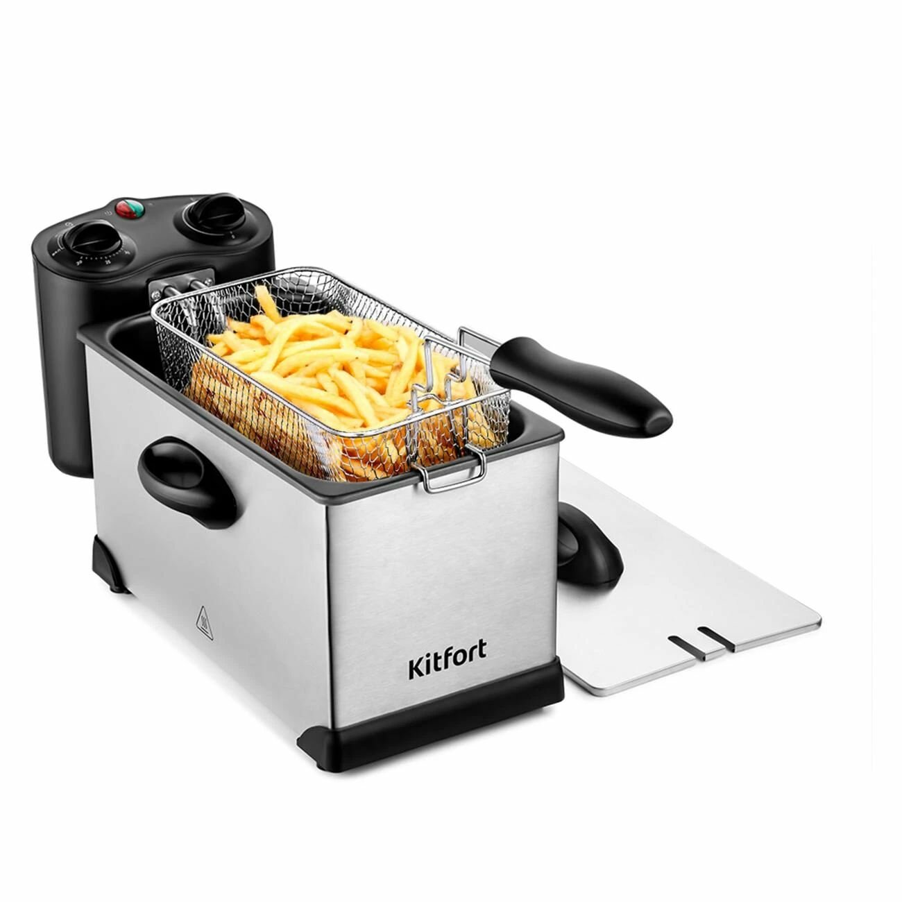 Фритюрница электрическая Kitfort КТ-4052, со съемной чашей, 6 л, 2000 Вт, серебристый