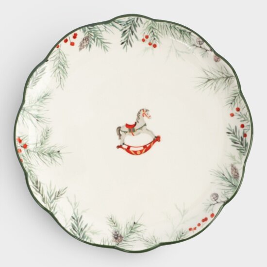 Тарелка закусочная Anna Lafarg Festival Лошадка 20 см, керамика, зеленый (ANLAF-FDH-0303-3)