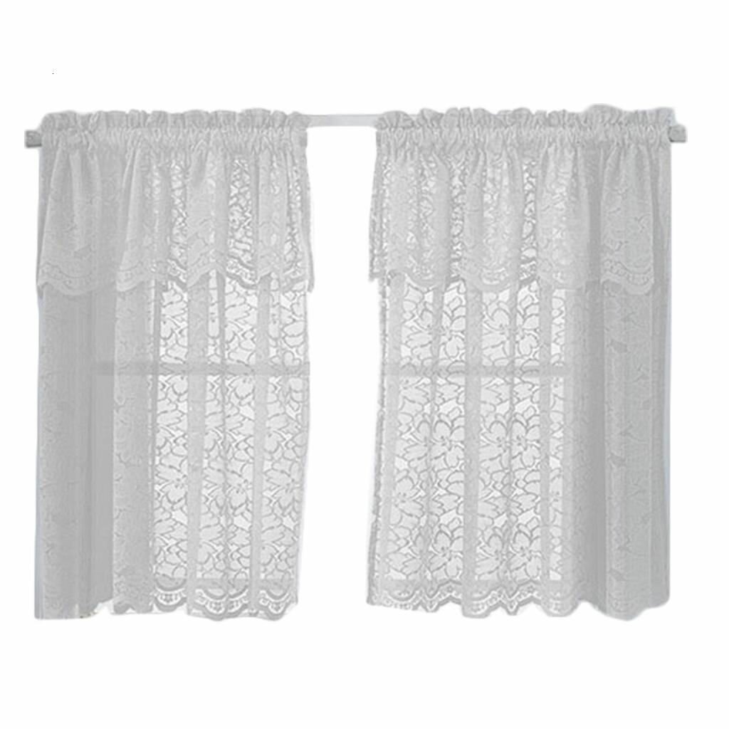 Маленькая занавеска из японского кружева на сквозном стержне-74*90 см-белый