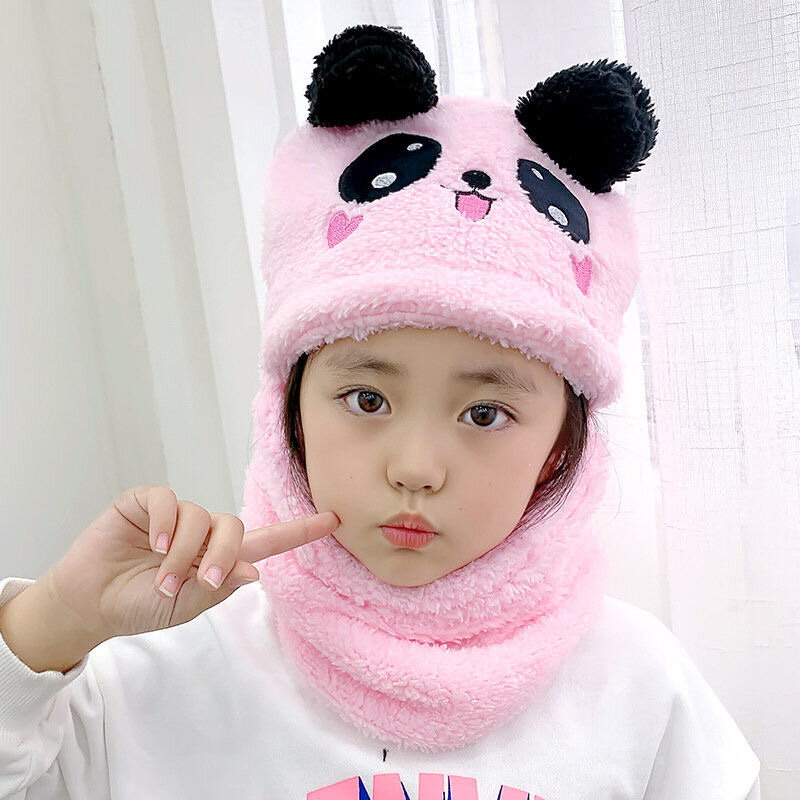 Детские шапки, осень-зима 2025, теплый детский шарф с кроликом, цельная шапка с кроликом, чехол на шею для девочек, новый стиль