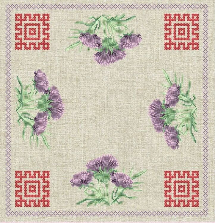 Вышивка нитками набор Каролинка "Салфетка. Репейник" 45x45 см, Узоры