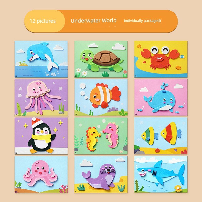 Набор для творчества: 3D-коллаж из детских игрушек ручной работы, материалы для детского сада, стикеры для девочек,