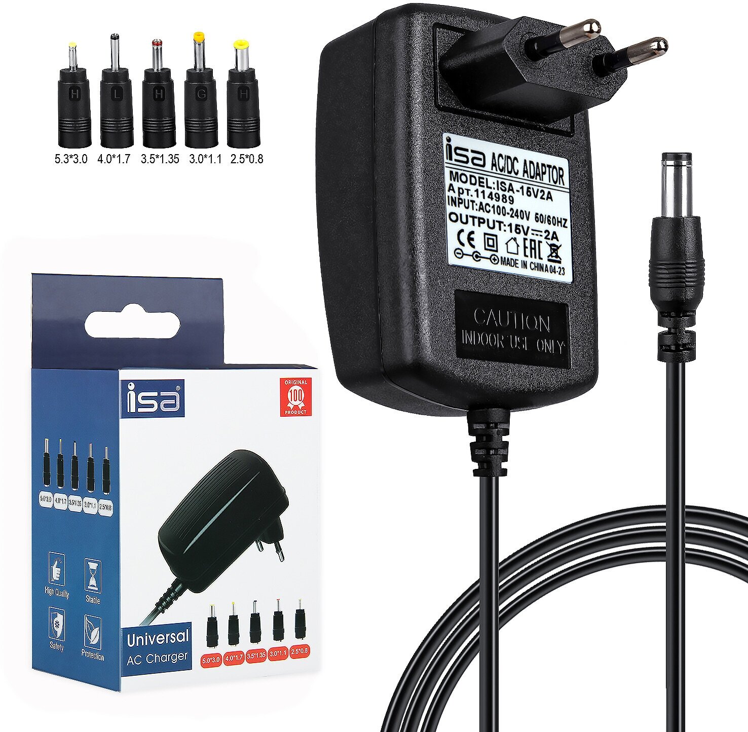 Универсальный блок питания 15V 2A с адаптерами, 5 сменных разъемов, AC/DC Universal Power Adapor