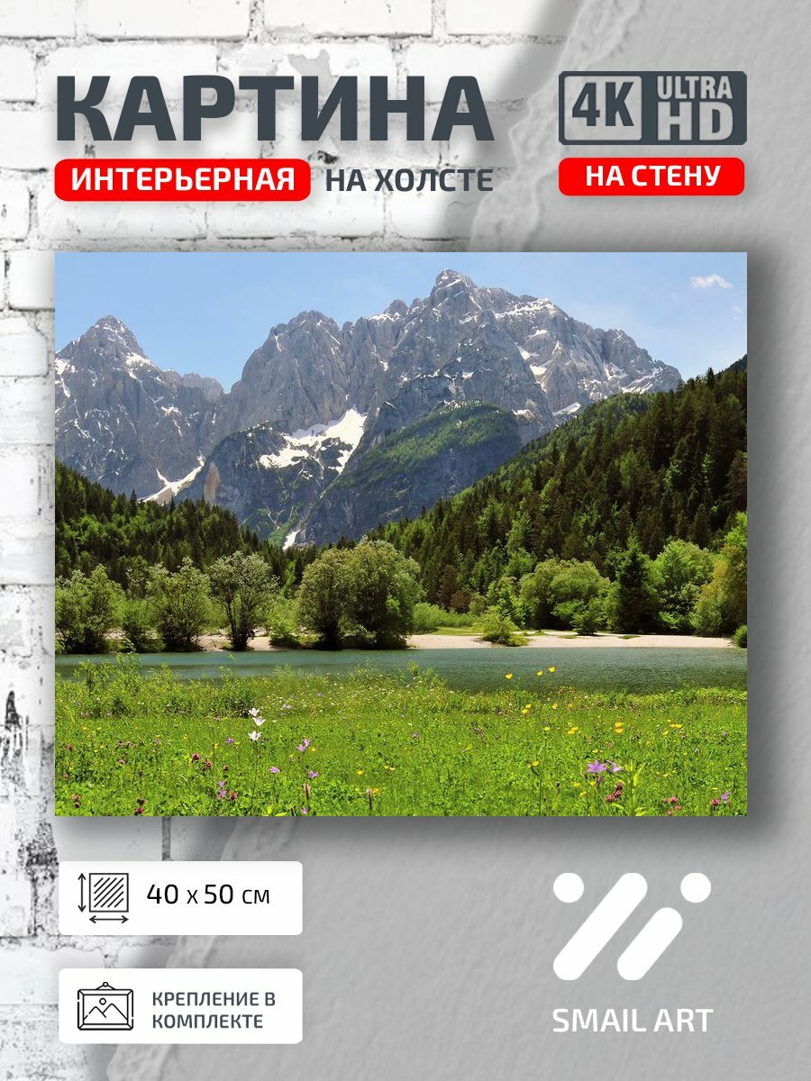 Картина на холсте интерьерная 40 на 50 на стену Поляна Landscape для гостиной пейзаж декор