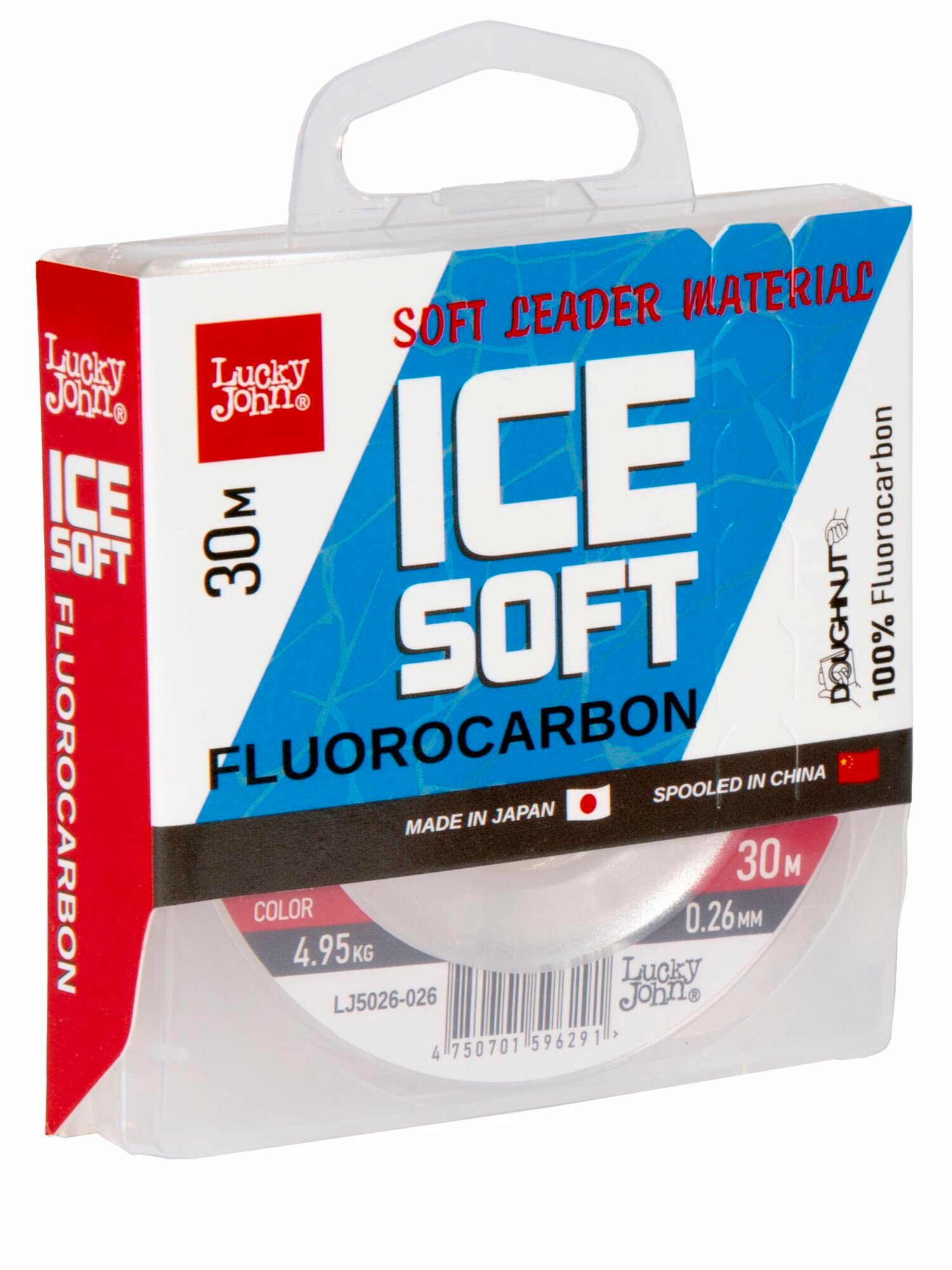 Леска монофильная Lucky John ICE SOFT FLUOROCARBON 30 м, 0.26 мм