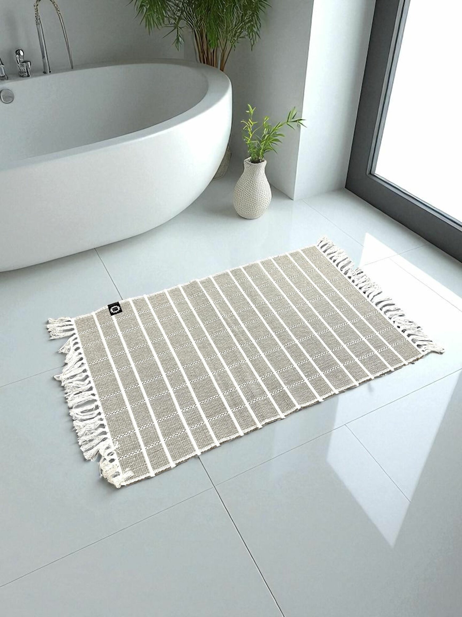 Коврик хлопковый SHEKHOR 60х90 см для ванной комнаты темно-бежевый SGP-011