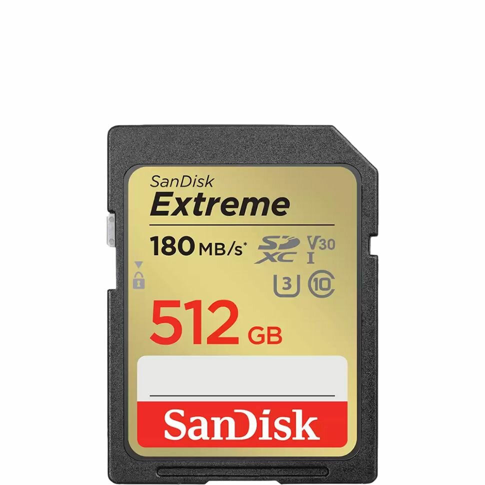 Карта памяти SanDisk Extreme SDXC V30, UHS-I Class 3 (U3), Class 10 512Gb