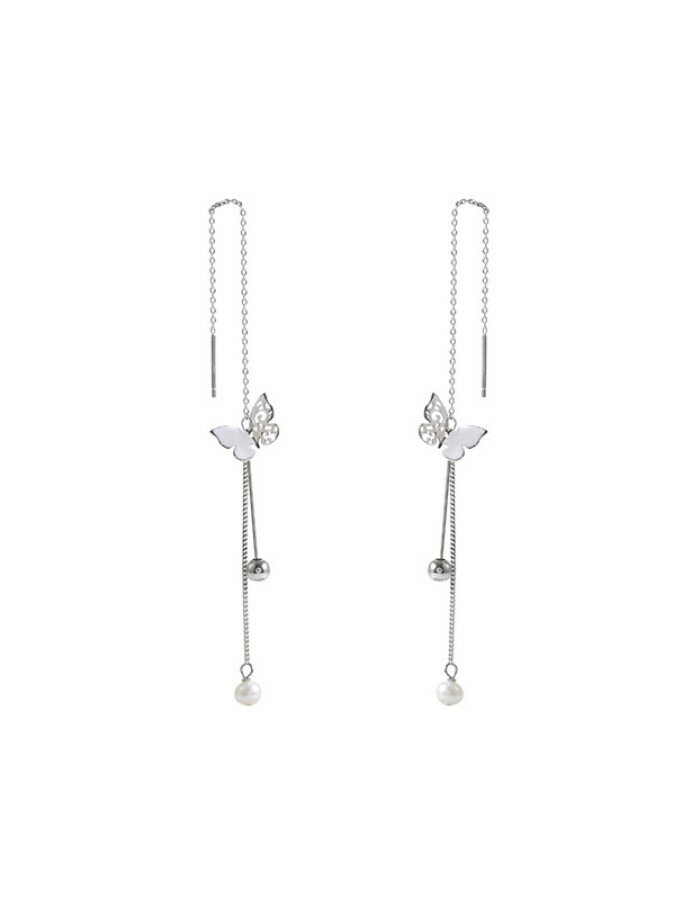 Серьги цепочки, жемчуг имитация