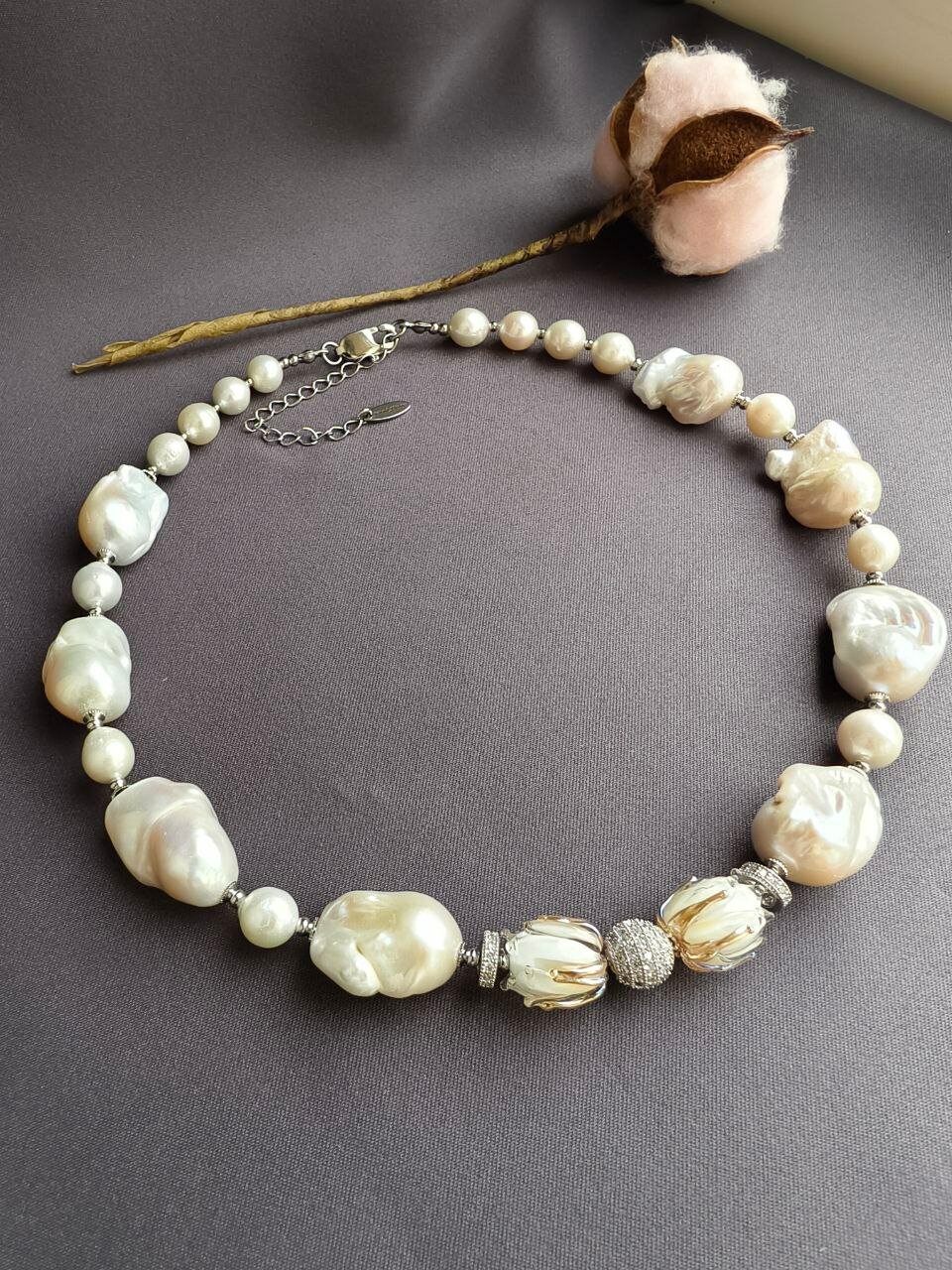 Колье Камни Елены, жемчуг культивированный