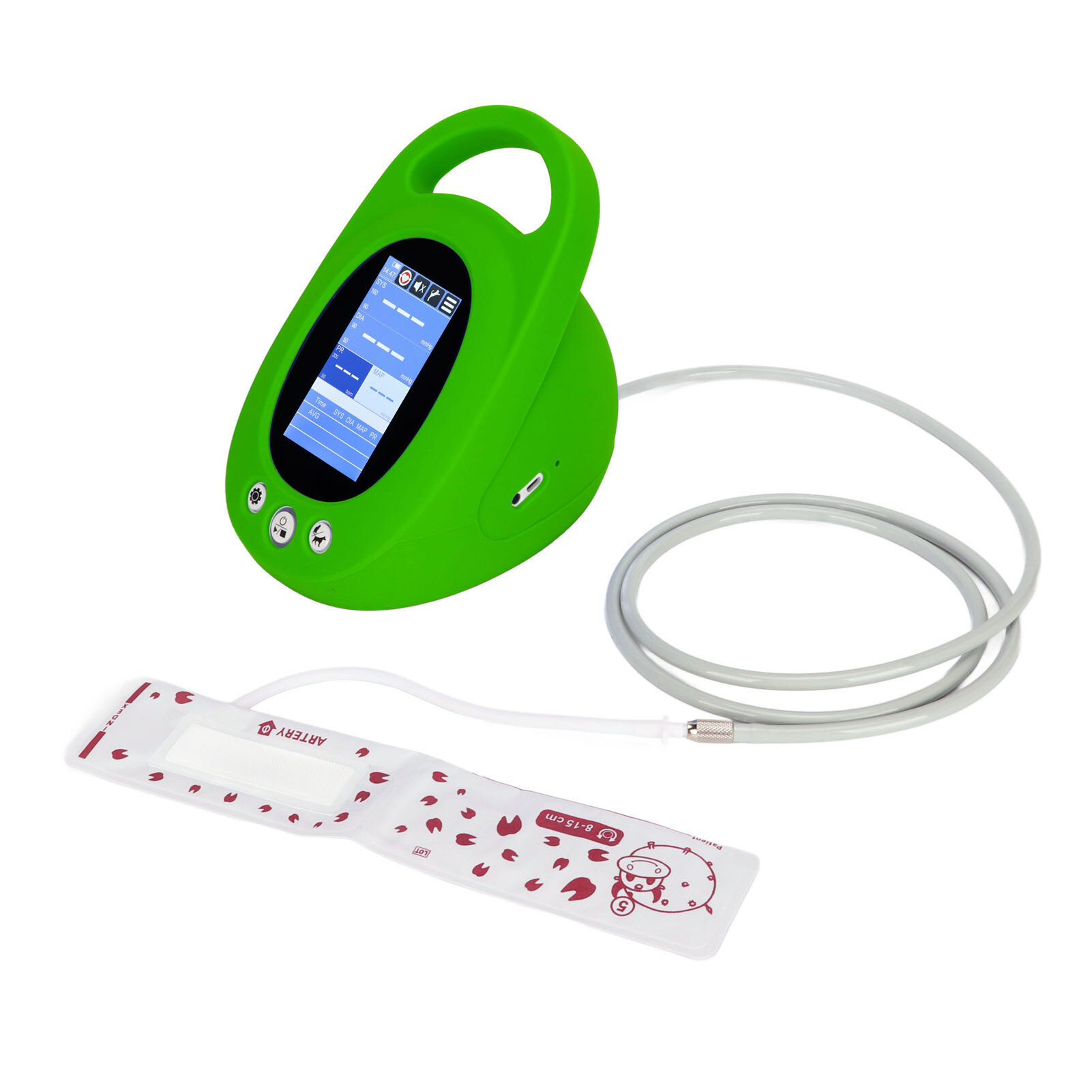 Ветеринарный непрерывный монитор жизненно важных функций, сенсорный экран, ветеринарный монитор артериального давления для домашних животных, кошек, собак, вилка европейского стандарта, 100‑240 В, зеленый