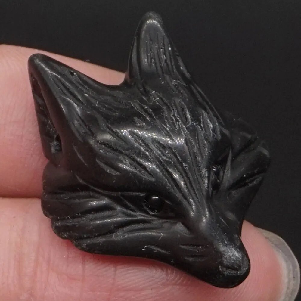 Статуэтка из черного обсидиана голова лисы Jin Shi Yuan