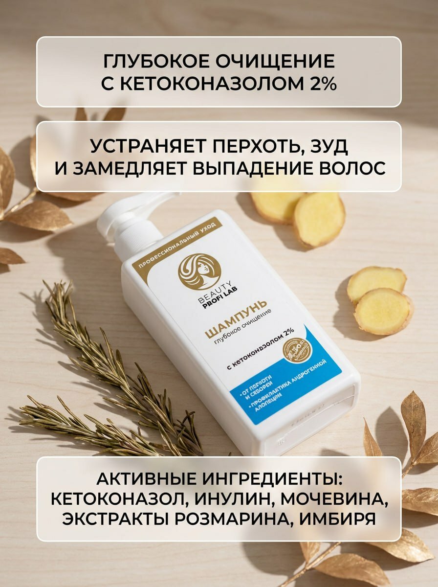 Шампунь для Глубокого очищения с мочевиной и розмарином, PROFI LAB, 400 г