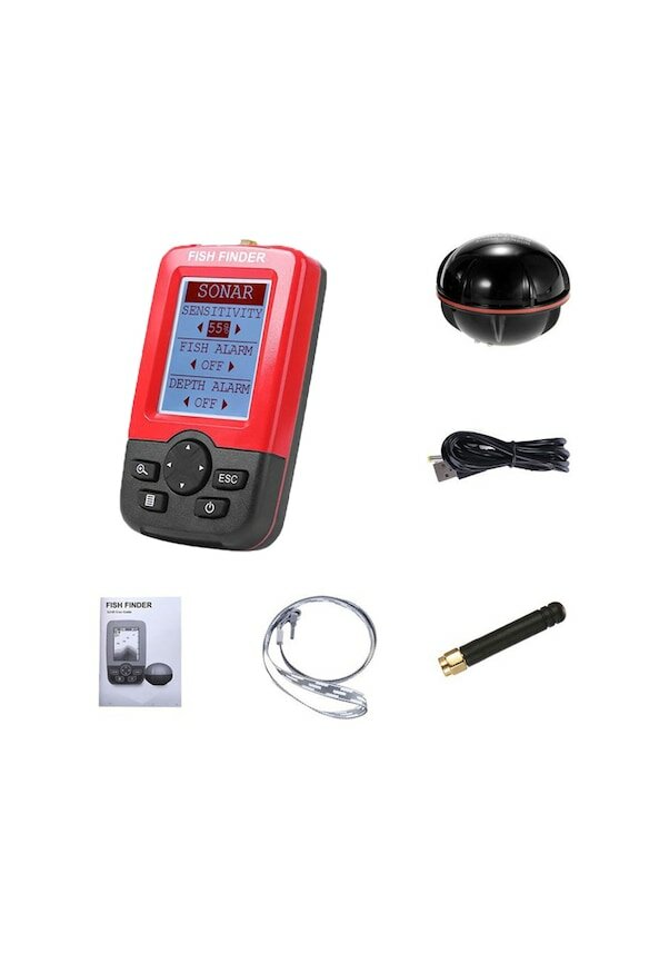 FishFinder, подводный высокоточный сонар для рыбалки, инструмент обнаружения гнезд рыбы, рыбацкое снаряжение, ультразвуковое обнаружение рыбы, беспроводной, диапазон 100 м, датчик 45 градусов, регулируемая чувствительность и глубина, работает в озерах,