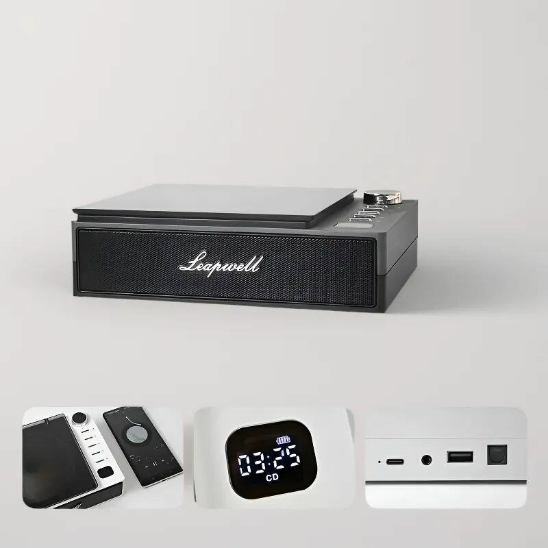 Leapwell HiFi CD-плеер, двухсторонний bluetooth-колонка, FM-радиоприемник, MP3-плеер, пульт дистанц встроенная батарейка