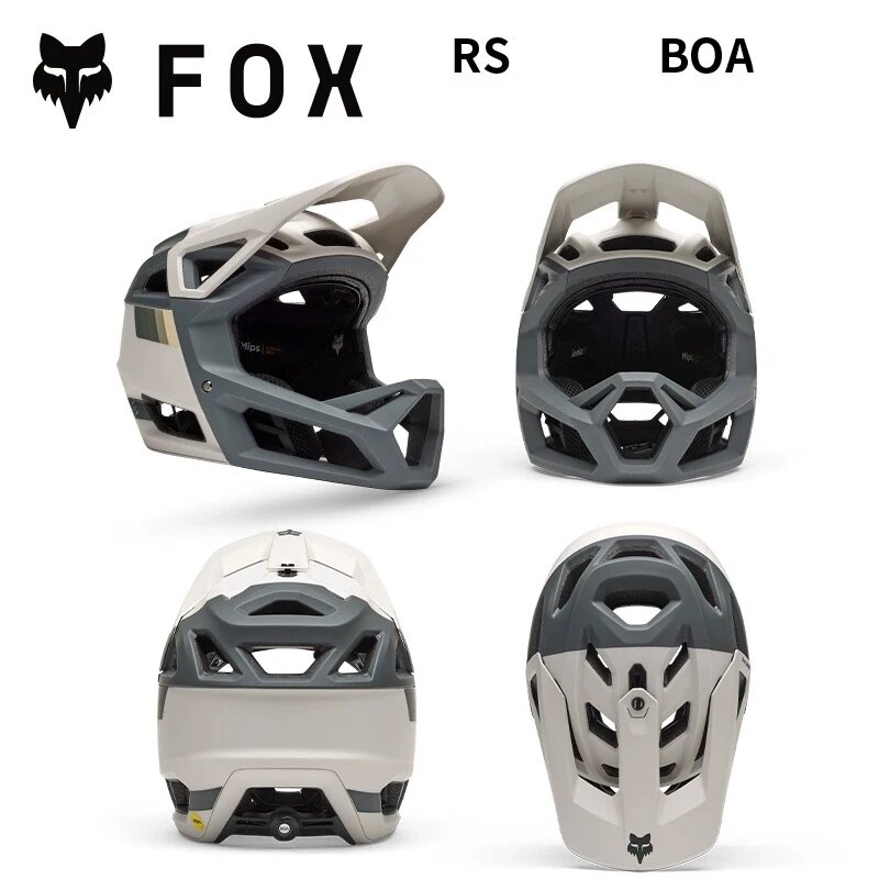 FOX PROFRAME Полный шлем 2-го поколения MIPS BOA для горного велосипеда Downhill XC - Сверхлегкий дышащий Trail ATV/UTV/MX М, Greyish White Cyan