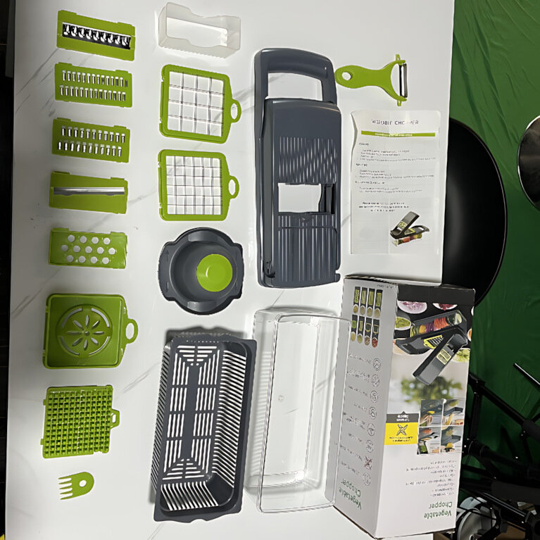 Многофункциональный кухонный овощерезка для картофеля и огурцов, слайсер для полосок, измельчитель для домашнего использования, 16-в-1 инструмент для нарезки овощей