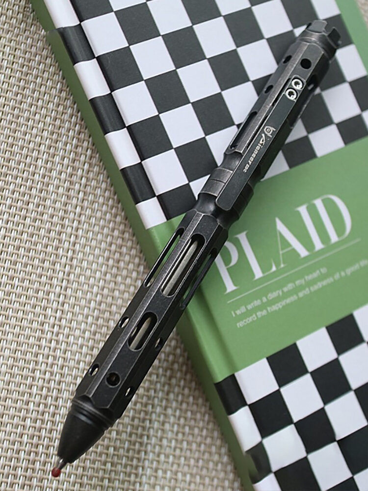 Шариковая ручка, титановый сплав, полый дизайн, портативная, с зажимом