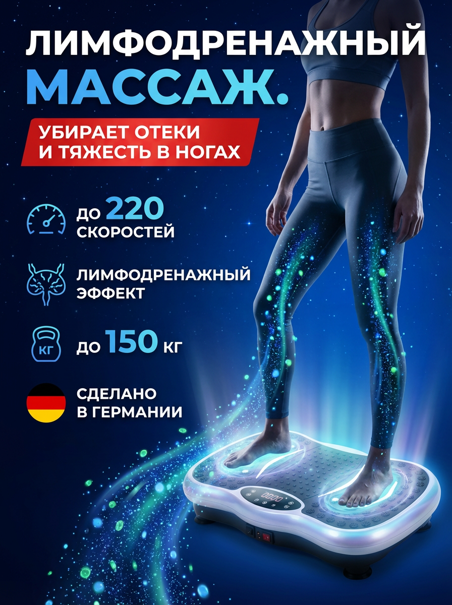 Виброплатформа для похудения 150 кг тренажер кардио степпер, пульт, чёрный, с Bluetooth