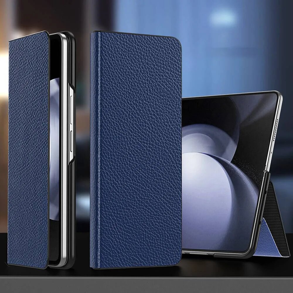 Чехол из натуральной кожи для Samsung Galaxy Z Fold 6 7, чехол с магнитной откидной крышкой для Samsung Z Fold6 Fold7, чехол для телефона из коровьей кожи Галактика Z Fold6, blue
