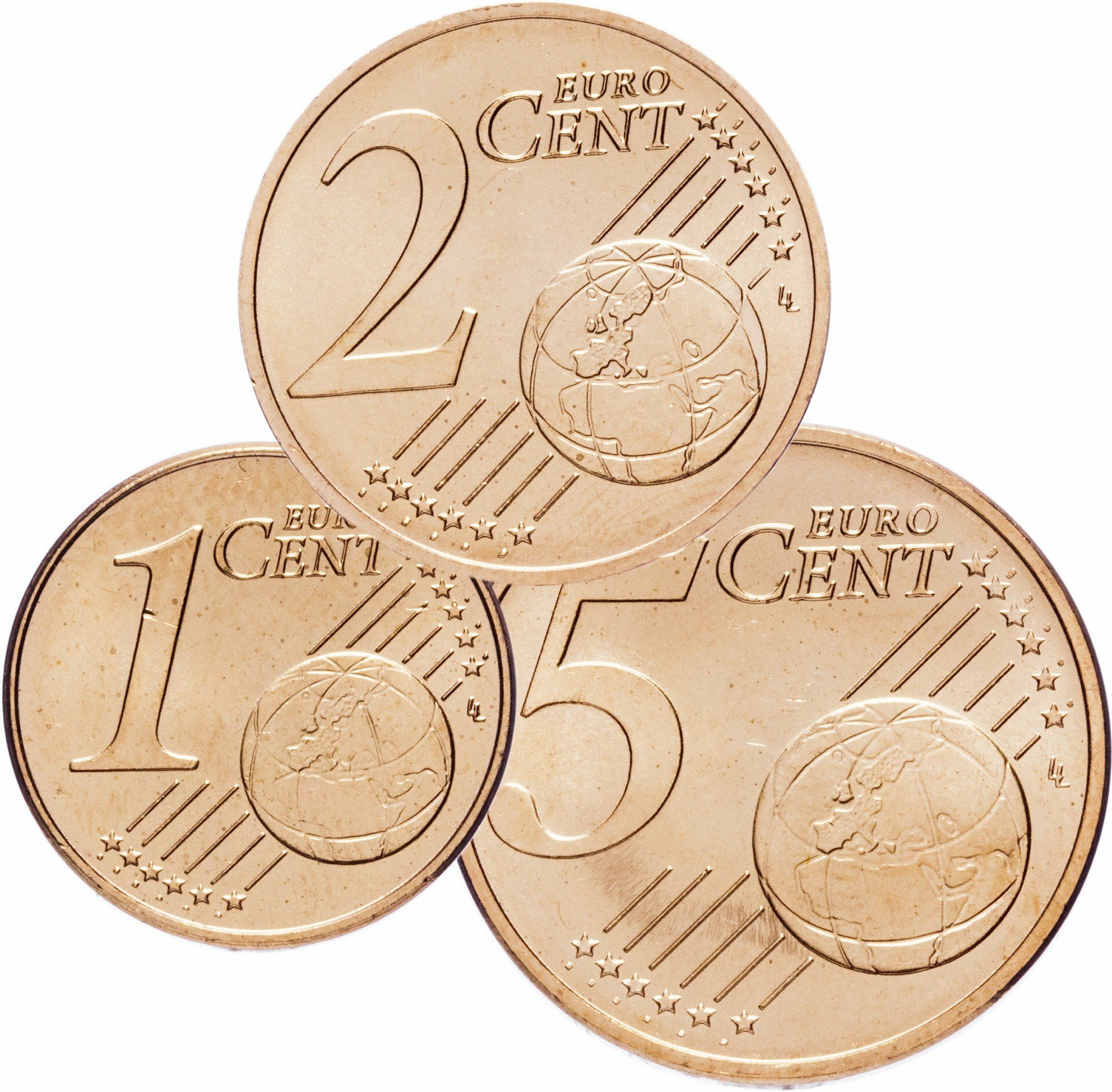 Эстония набор монет от 1 до 5 евро центов 2011 3 штуки, Сталь, в сохранности UNC