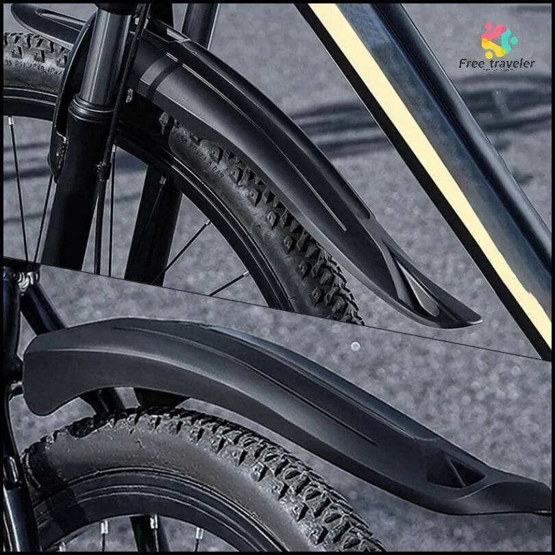 Крылья для горных велосипедов, подходят для велосипедов с диагональю 26, 27,5 и 29 дюймов, пластик ПП, расширенные и удлиненные, черные.