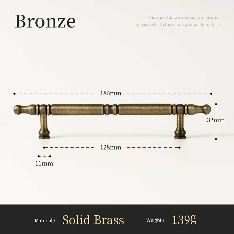 Сантая Антикварные латунные ручки для шкафов, Pitch-row-128mm