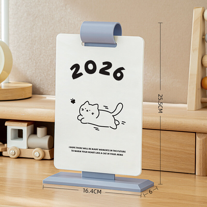 Календарь на стол Cute Cat, культурный и творческий проект, 2026 год, год змеи, высококачественный студенческий календарь с мультяшным дизайном, небольшой декор