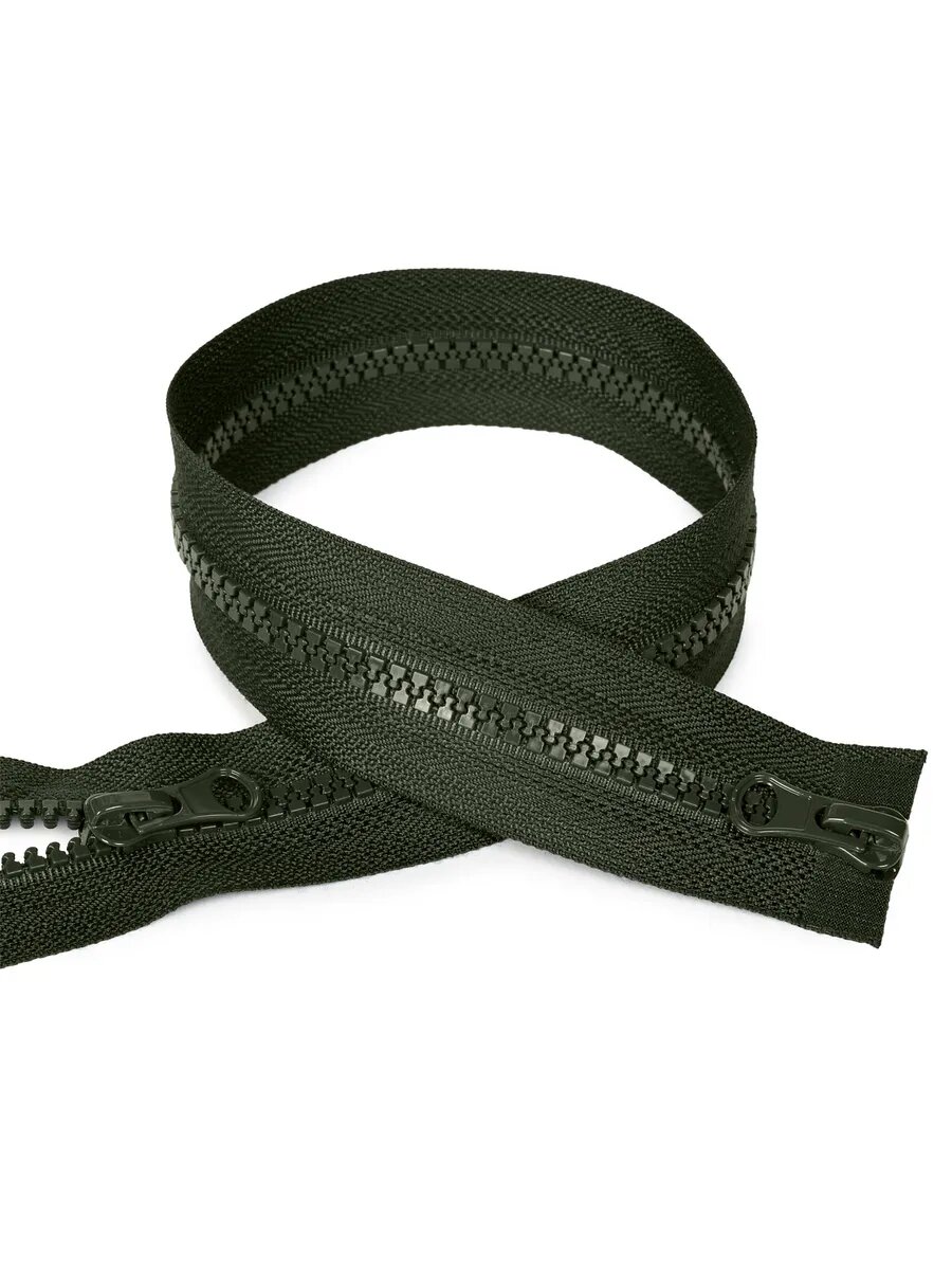 Молния трактор №5 2 замка 80 см хаки 50 шт F328